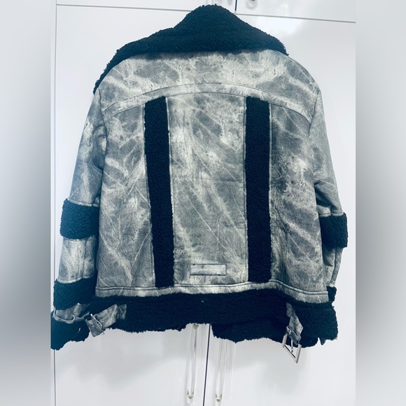 Maniere De Voir | Jackets & Coats | Mainer De Vior Blackwhitegrey Marble Biker Jacket | Poshmark